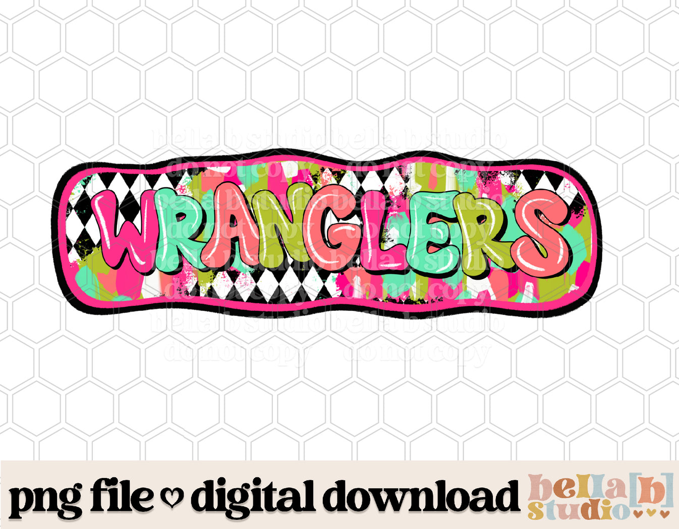 Wranglers - Diamond Brushstrokes Mascot PNG – Bella B Studio